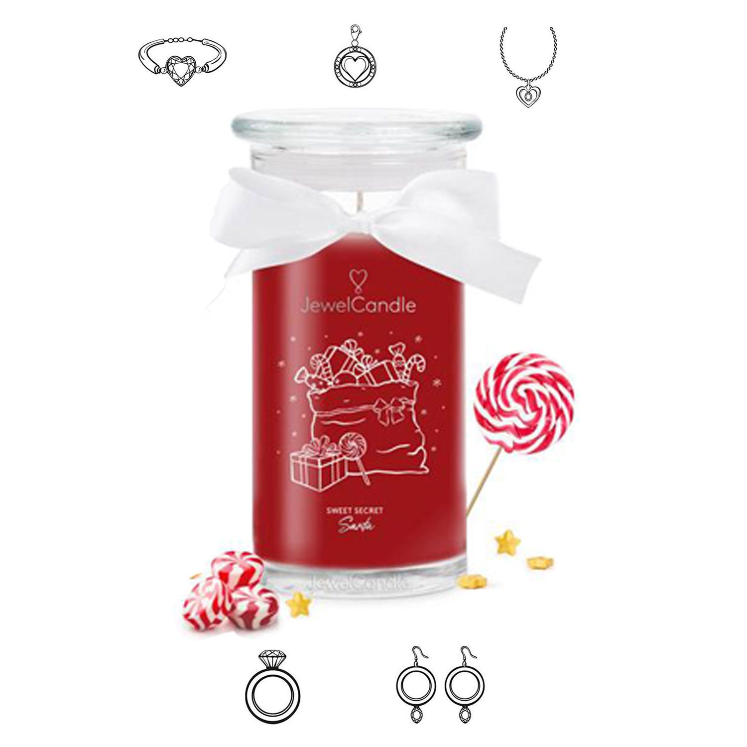 Juwelkerze Sweet Secret Santa - verschiedene Schmuckstücke bei Riemax