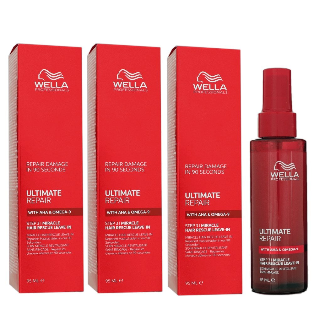Wella Ultimate Repair Miracle Hair Rescue 3 x 95 ml Step 3 Feuchtigkeitsspray Set --> Riemax ...