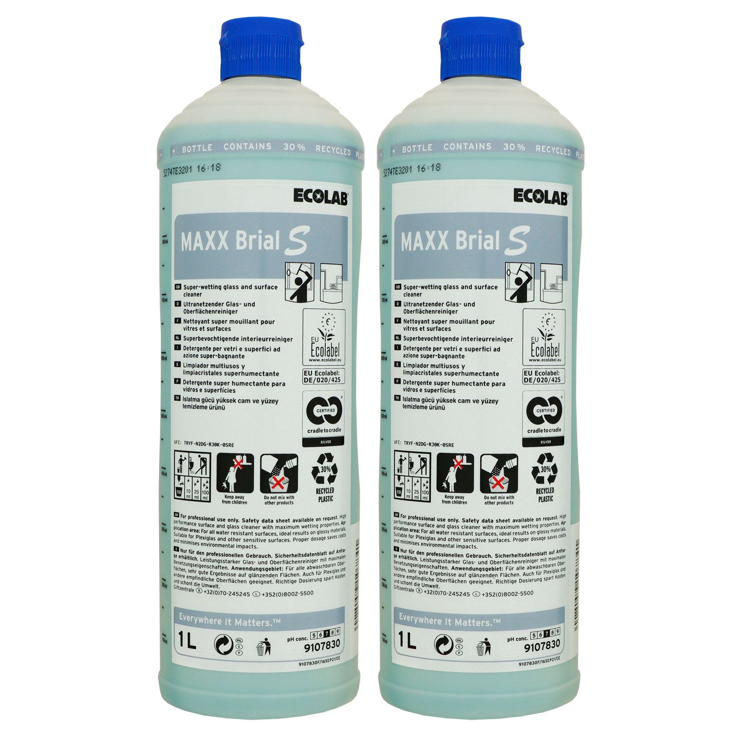 Ecolab MAXX Brial S 2 x 1 Liter Glasreiniger Set