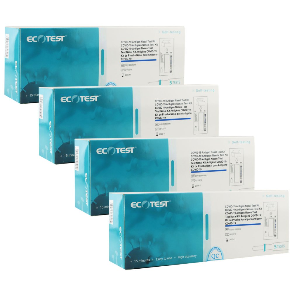 4 x Ecotest Pen Antigen Schnelltest Nasal CE1434 Laintest 5 Stück Box ...