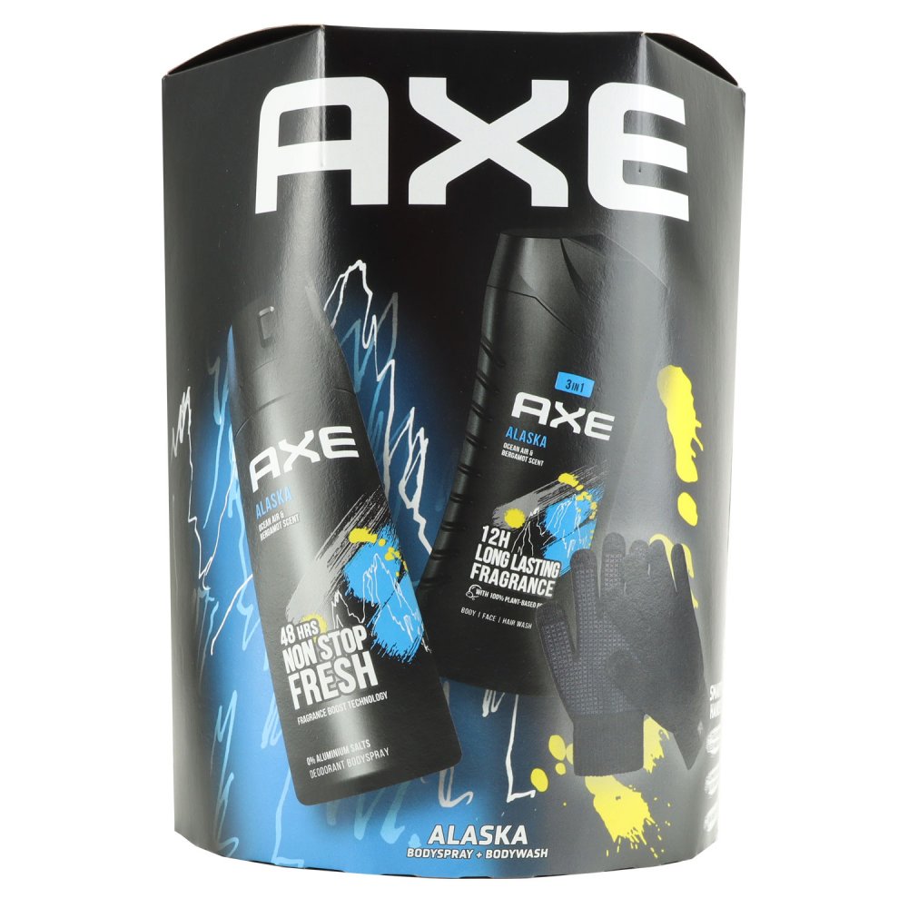 Axe Alaska Set 250 ml DG 3in1 & 150 ml Deo & Gratis Handschuhe bei Riemax