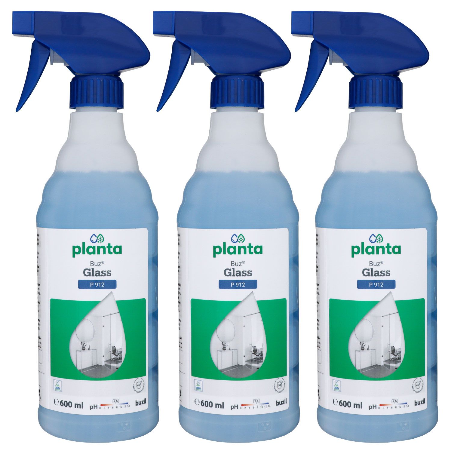 Buzil Buz Planta 3 x 600 ml Glass P 912 Glasreiniger
