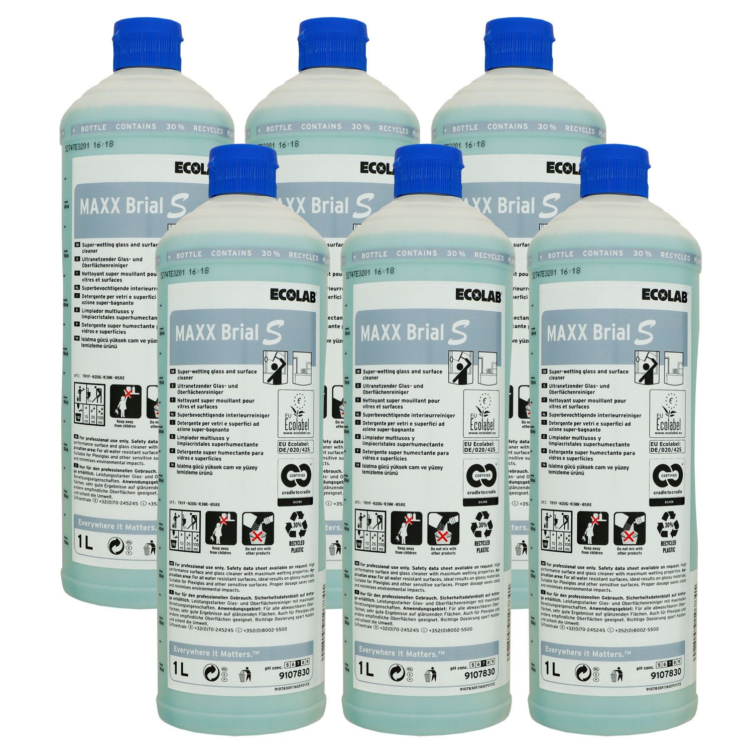 Ecolab MAXX Brial S 6 x 1 Liter Glasreiniger Set