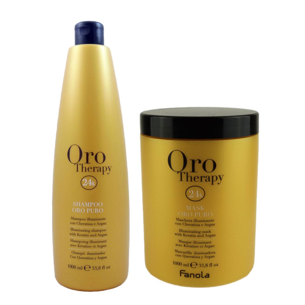 Fanola Oro Therapy Shampoo 1L Oro Puro & 1L Mask Set be