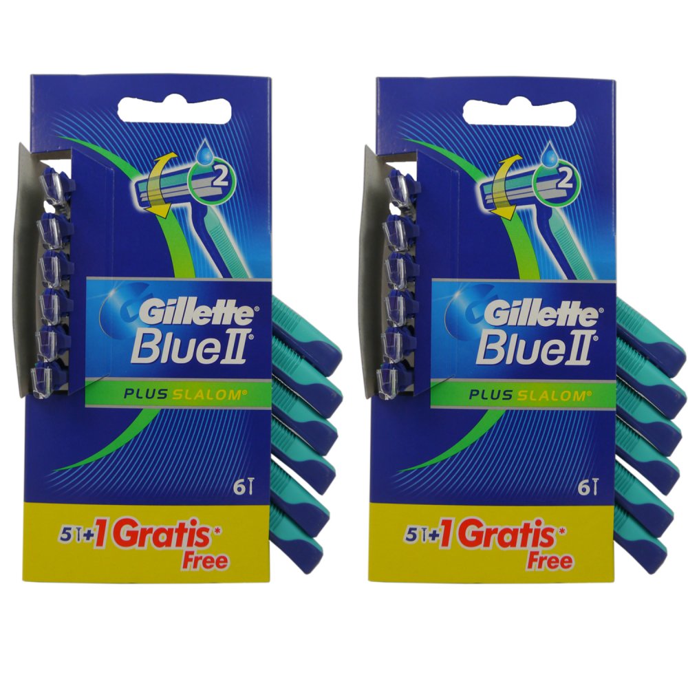 Gillette Blue II Plus Slalom Einwegrasierer - 2 x 6 Herrenrasierer bei ...