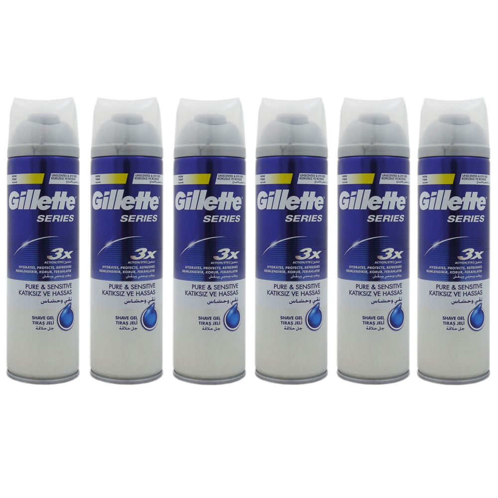 Gillette Series Pure & Sensitive 6 x 200ml Rasiergel Set bei Riemax