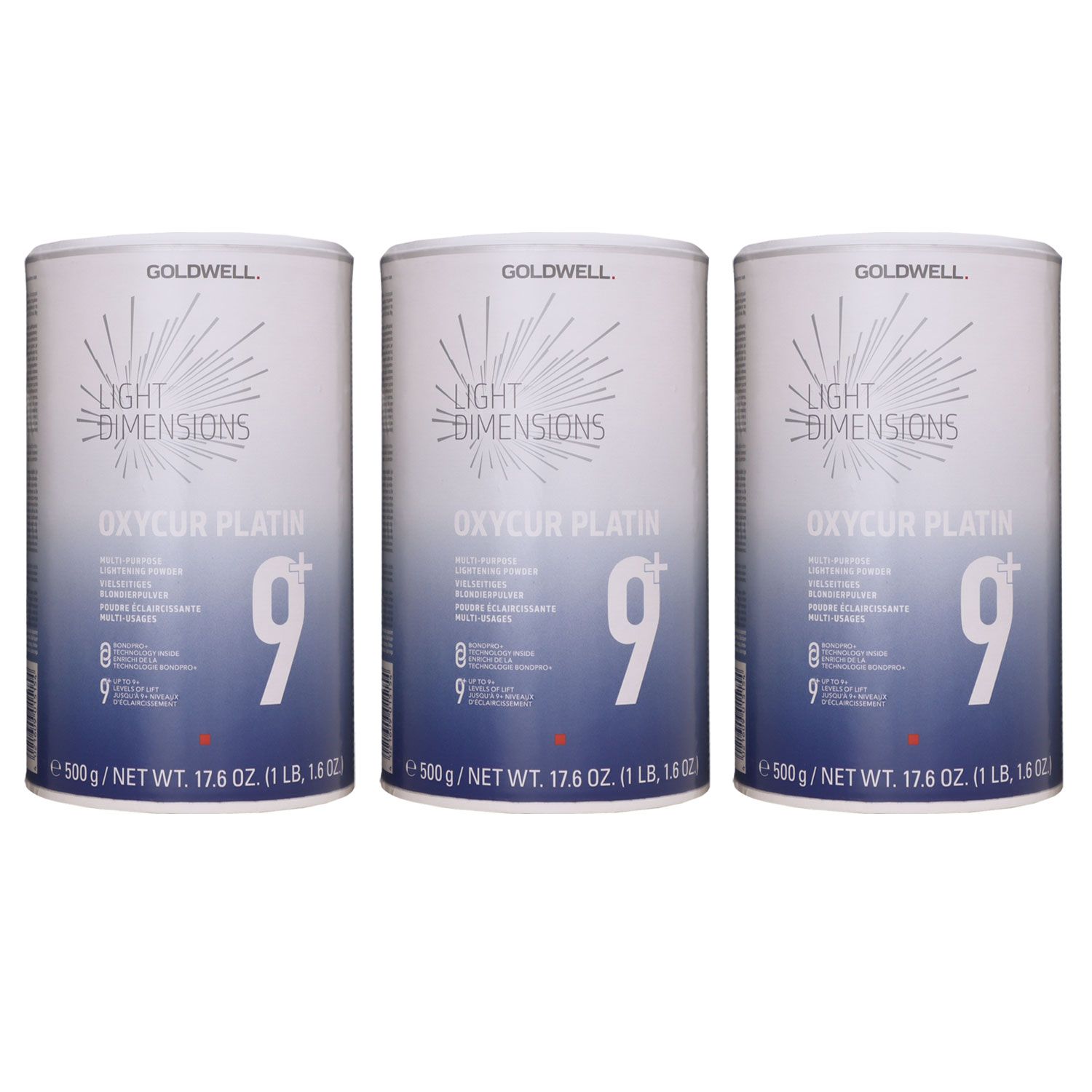Goldwell Oxycur Light Dimension Platin 9+ 3 x 500 g Blondierpulver Set ...