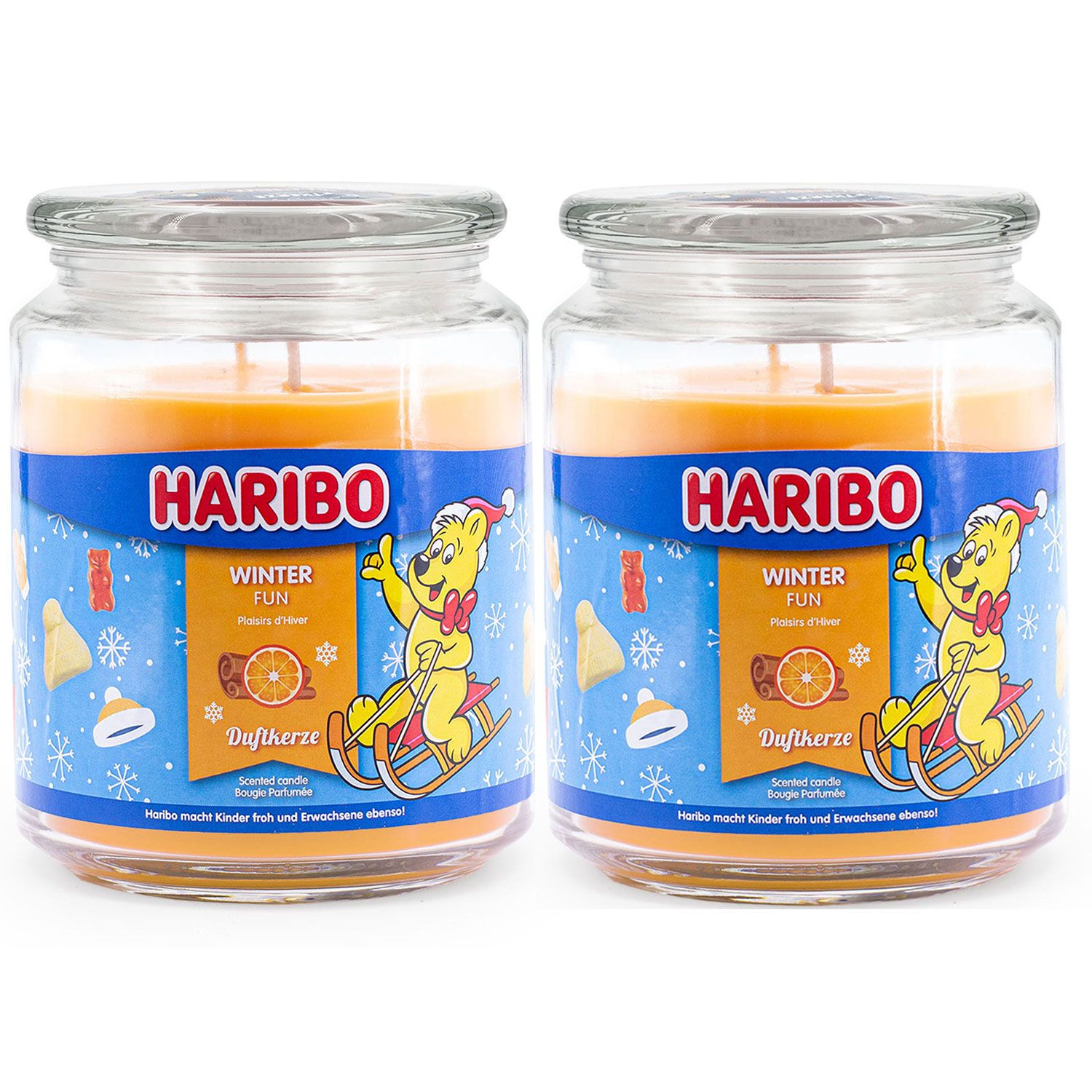 Haribo Winter Fun 2 x 510 g Gummibären Duftkerze im Glas Set --> Riemax ...