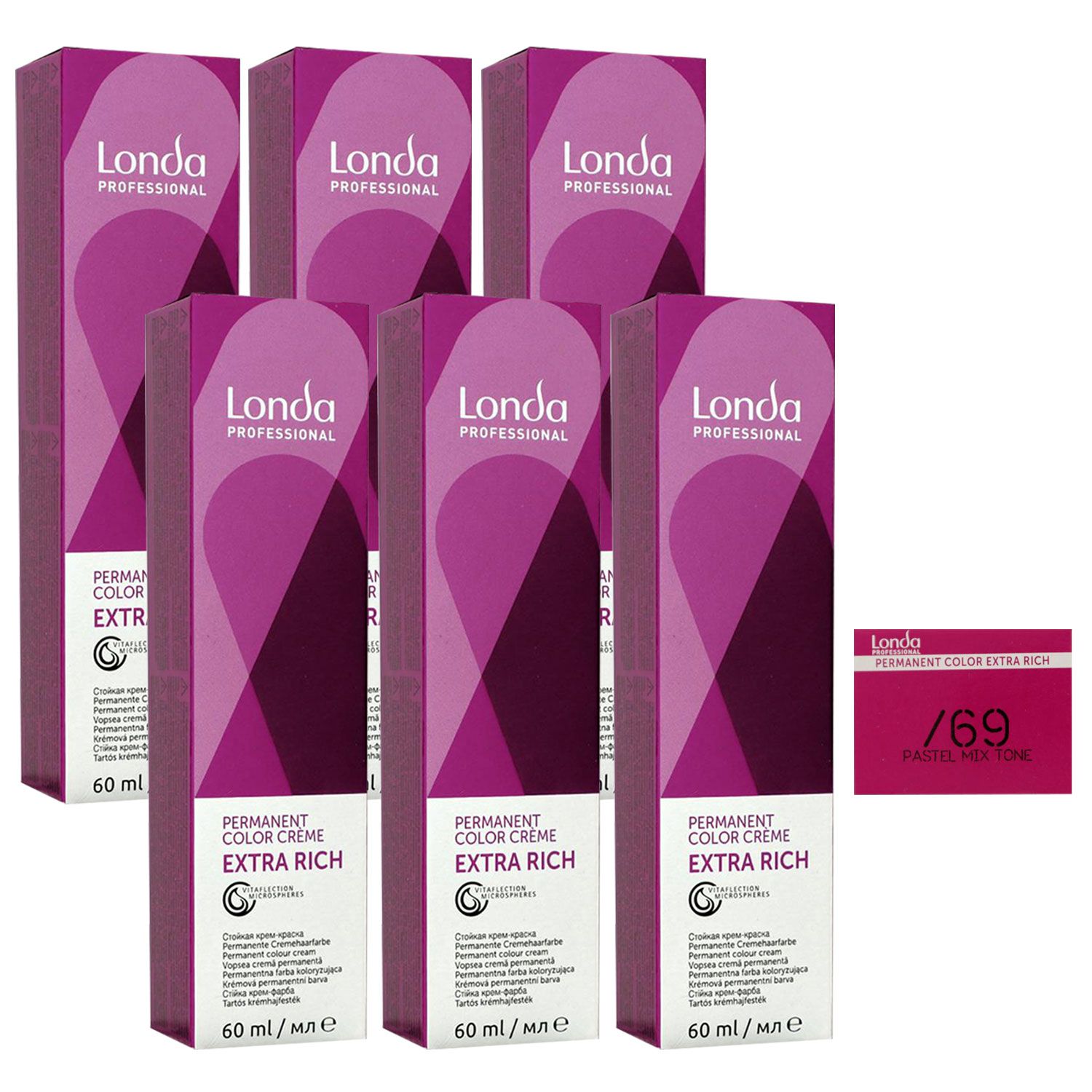 Londa Professional permanente Cremehaarfarbe Extra Rich 6 x 60 ml /69 mixton pastel violett ...