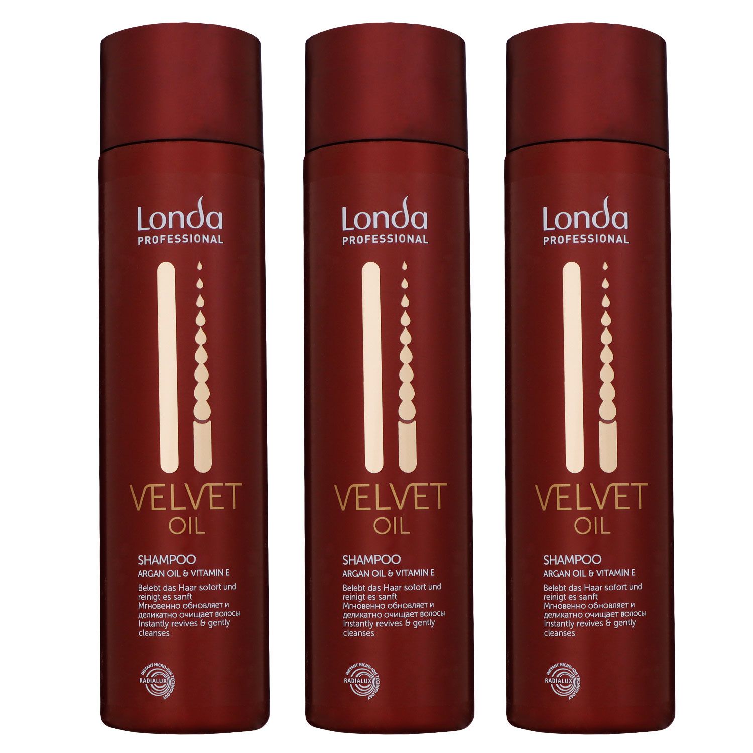 Londa Velvet Oil Shampoo 3 x 250 ml mit Arganöl Oil für trockenes Haar ...