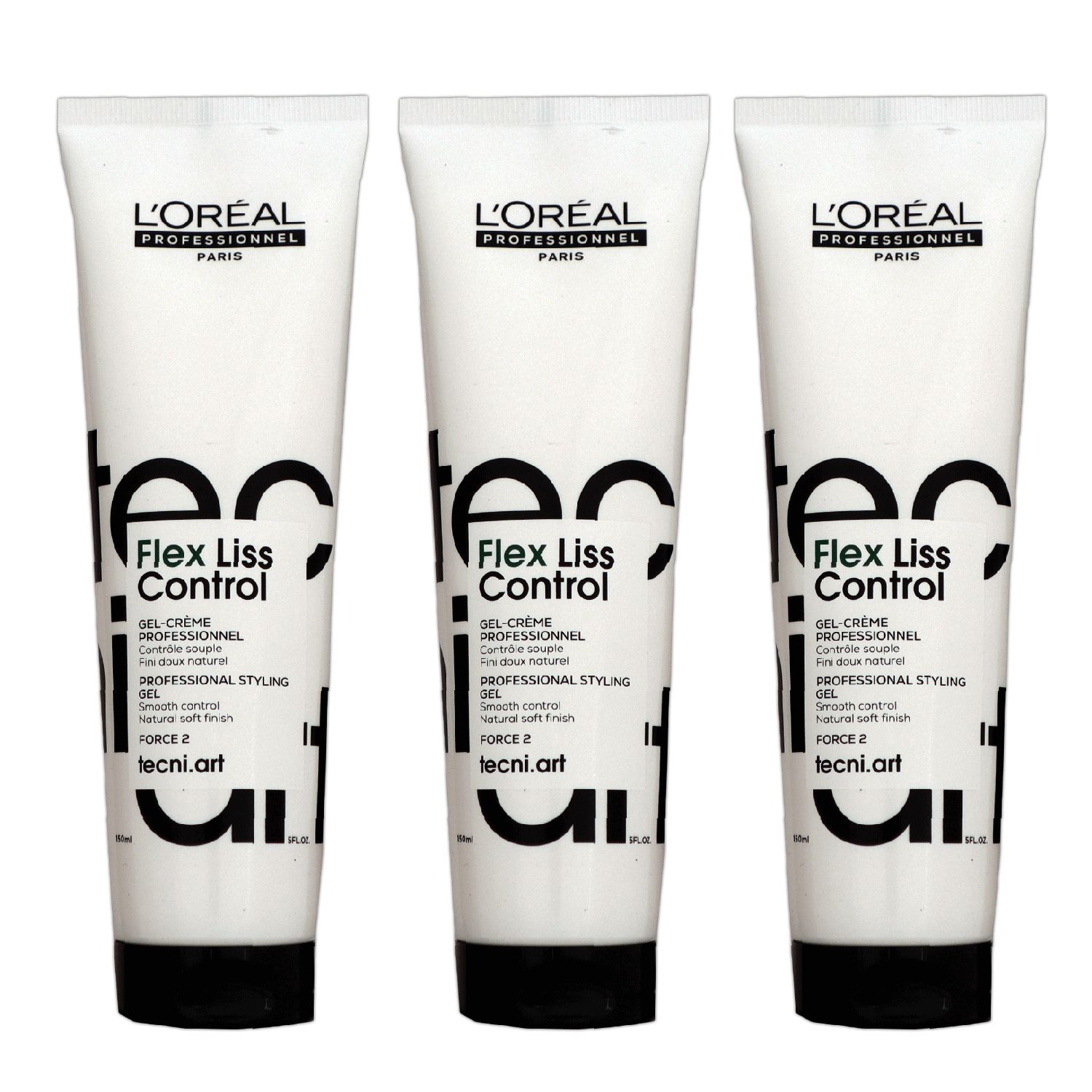 Loreal Tecni. Flex ART Liss Control 3 x 150 ml Styling Creme Gel Set ...