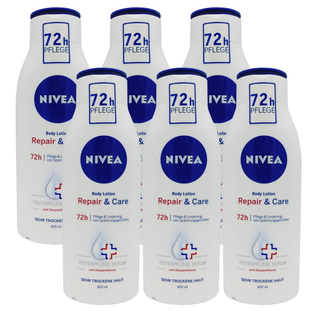 Nivea Repair Care 6x 400ml Body Lotion Trockene Haut Set Bei Riemax Nivea Repair Care 6x 400ml Body Lotion Trockene Haut Set Bei Riemax