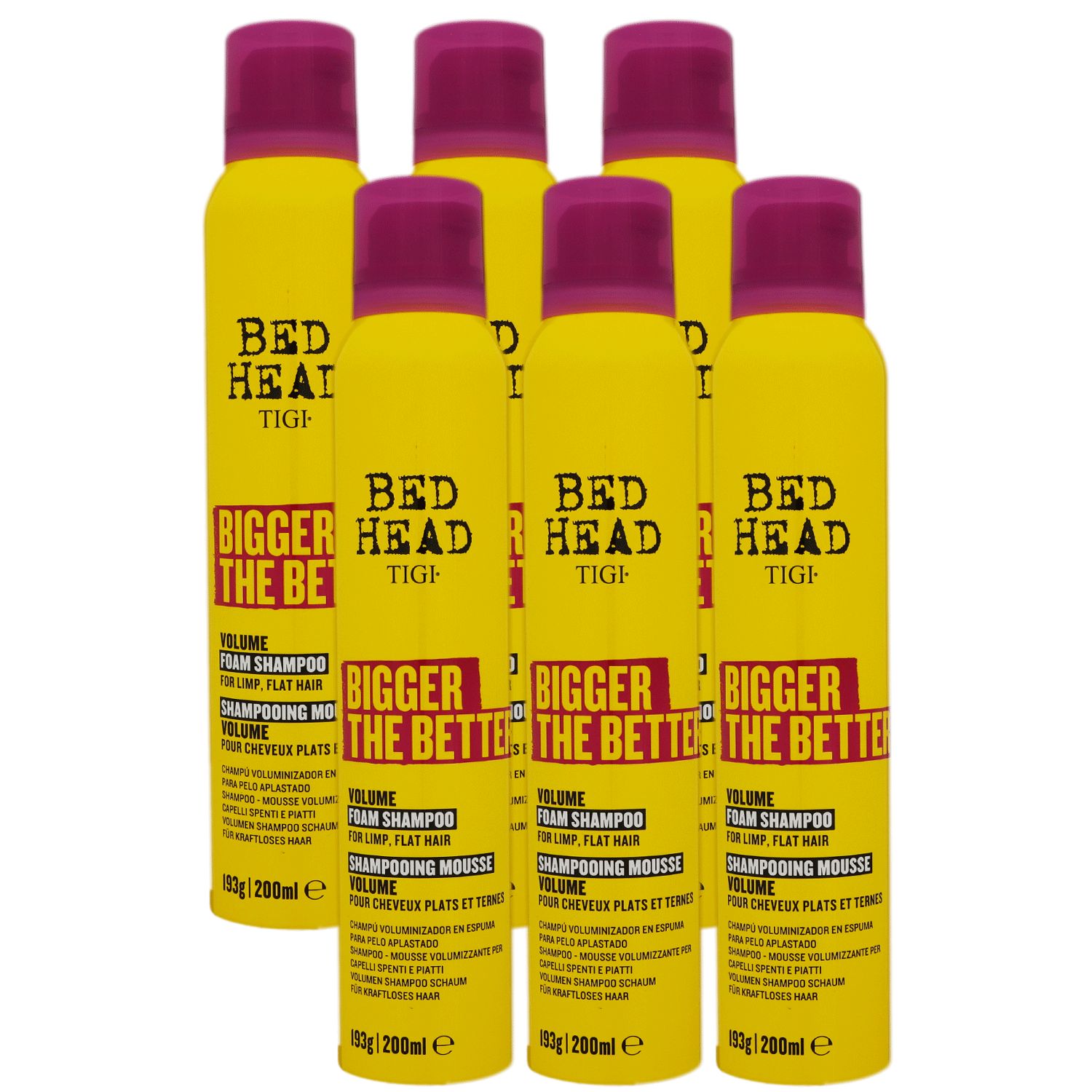 Tigi Bed Head Bigger The Better 6 x 200 ml Foam Shampoo