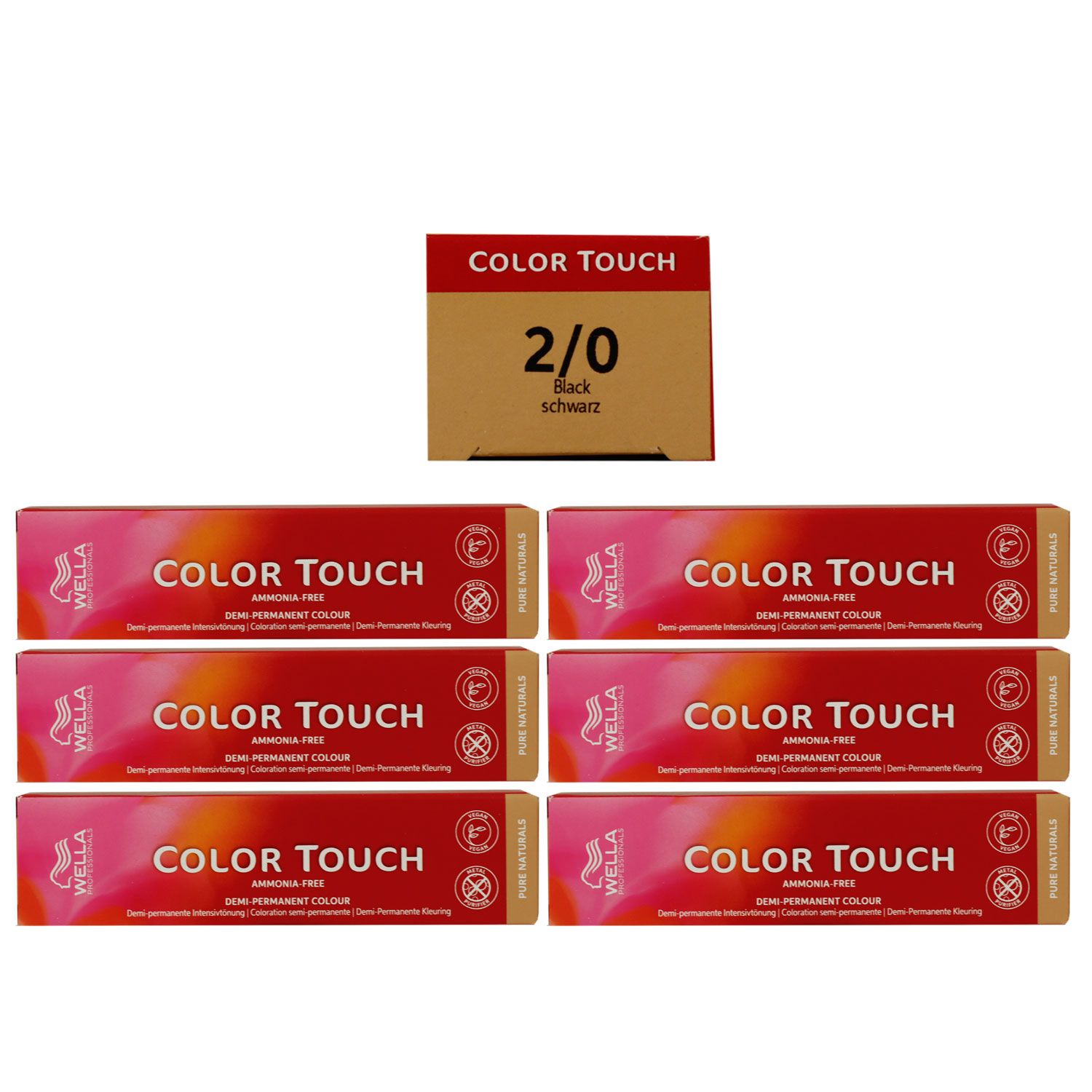 Wella Color Touch Pure Naturals 6 x 60 ml 2/0 schwarz
