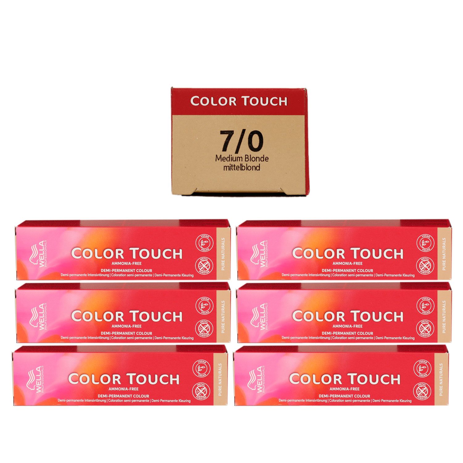 Wella Color Touch Pure Naturals 6 x 60 ml 7/0 Set