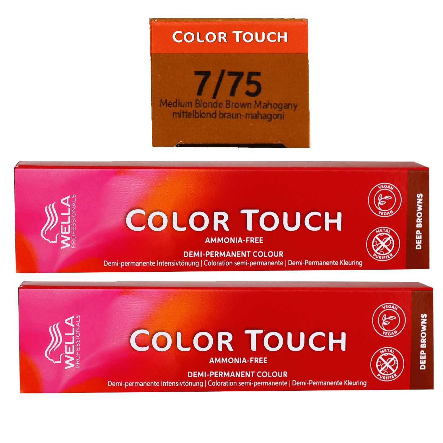 Wella Color Touch Deep Browns 2 x 60 ml 7/75 mittelblond braun mahagoni ...