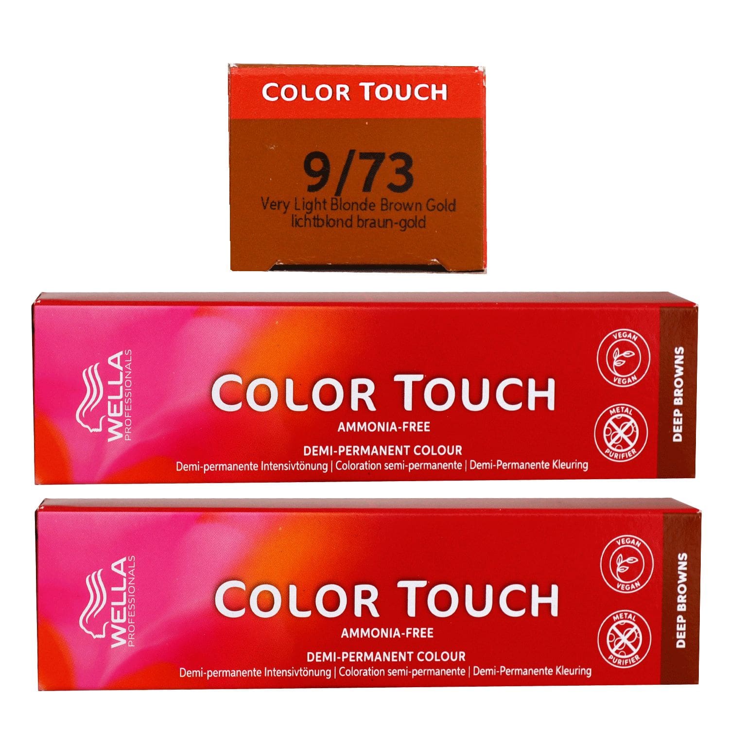 Wella Color Touch Deep Browns 2 x 60 ml 9/73 lichtblond braun gold Set ...