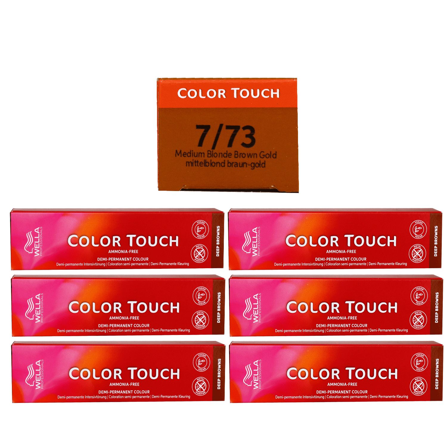 Wella Color Touch Deep Browns 6 x 60 ml 7/73 mittelblond braun gold Set ...