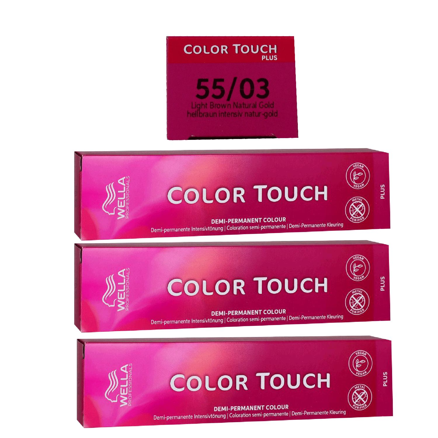 Wella Color Touch Plus 3 x 60 ml 55/03 hellbraun intensiv natur gold ...