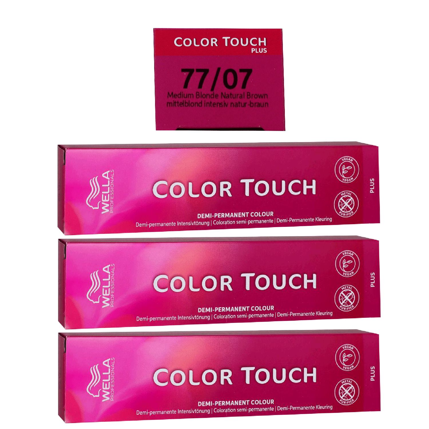 Wella Color Touch Plus 3 x 60 ml 77/07 mittelblond intensiv natur braun ...