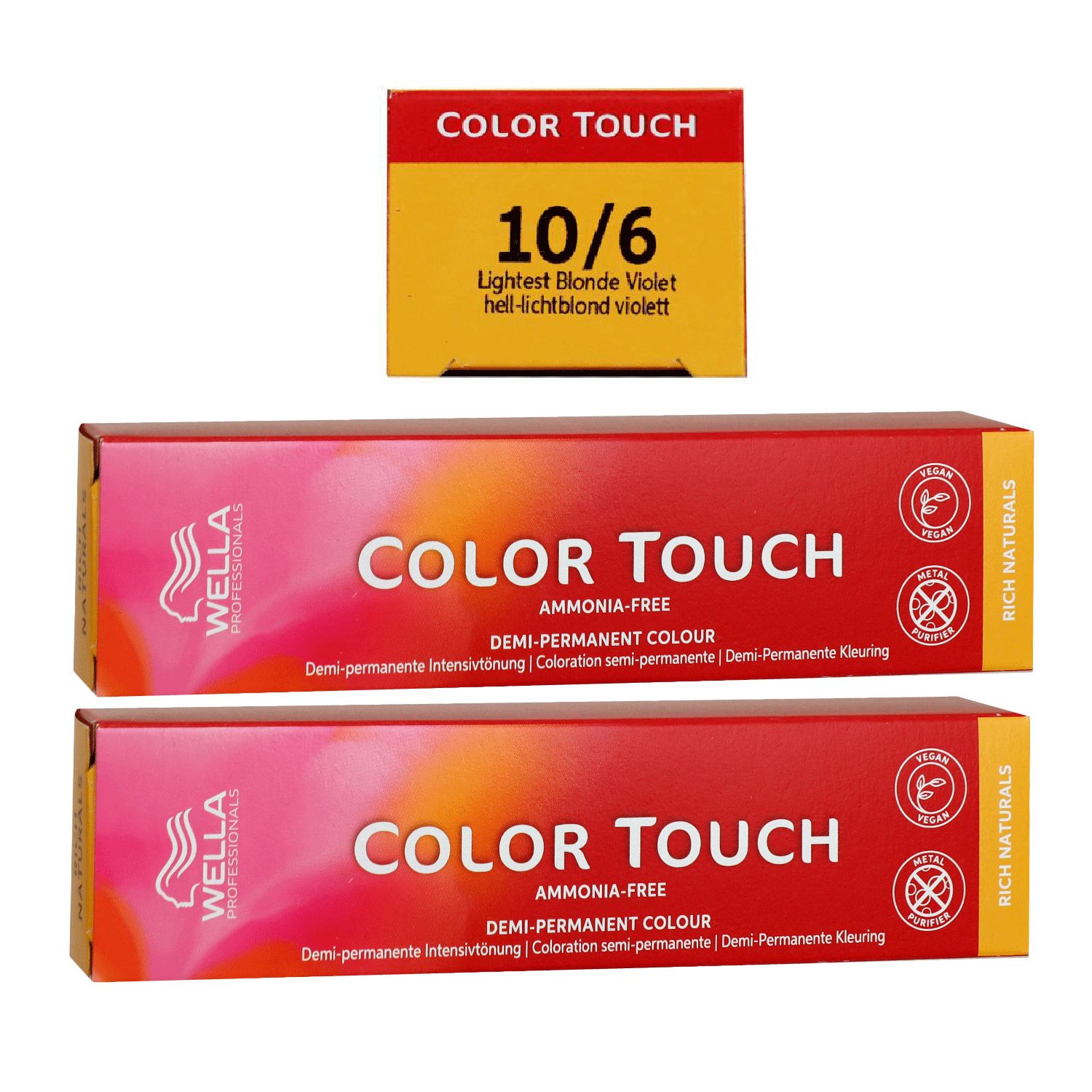 Wella Color Touch Rich Naturals 2 x 60 ml 10/6 hell lichtblond violett ...
