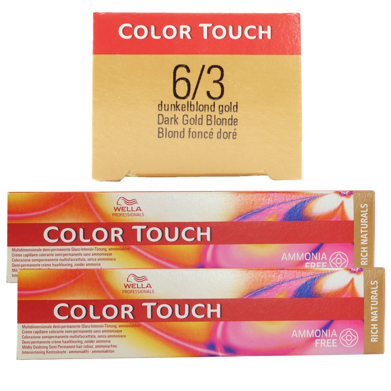 Wella Color Touch Rich Naturals 2 x 60 ml 6/3 dunkelblond gold Set ...