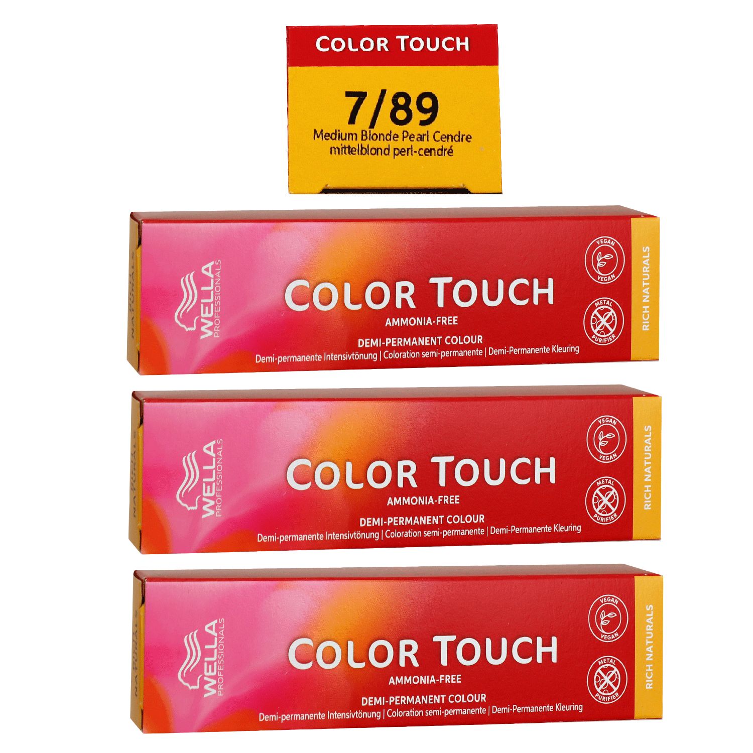 Wella Color Touch Rich Naturals 3 x 60 ml 7/89 mittelblond perl cendre ...