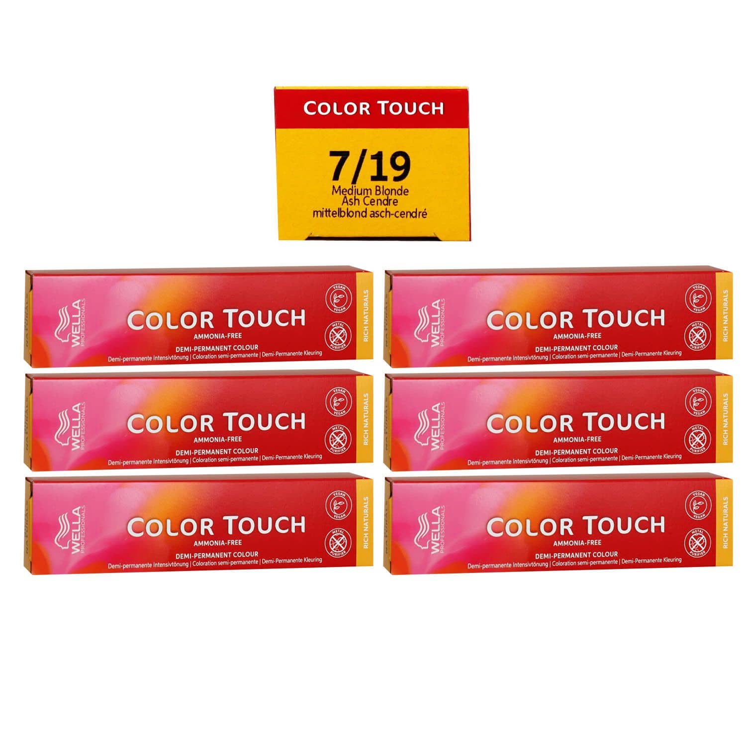 Wella Color Touch Rich Naturals 6 x 60 ml 7/19 mittelblond asch cendre Set --> Riemax | Parfüm ...