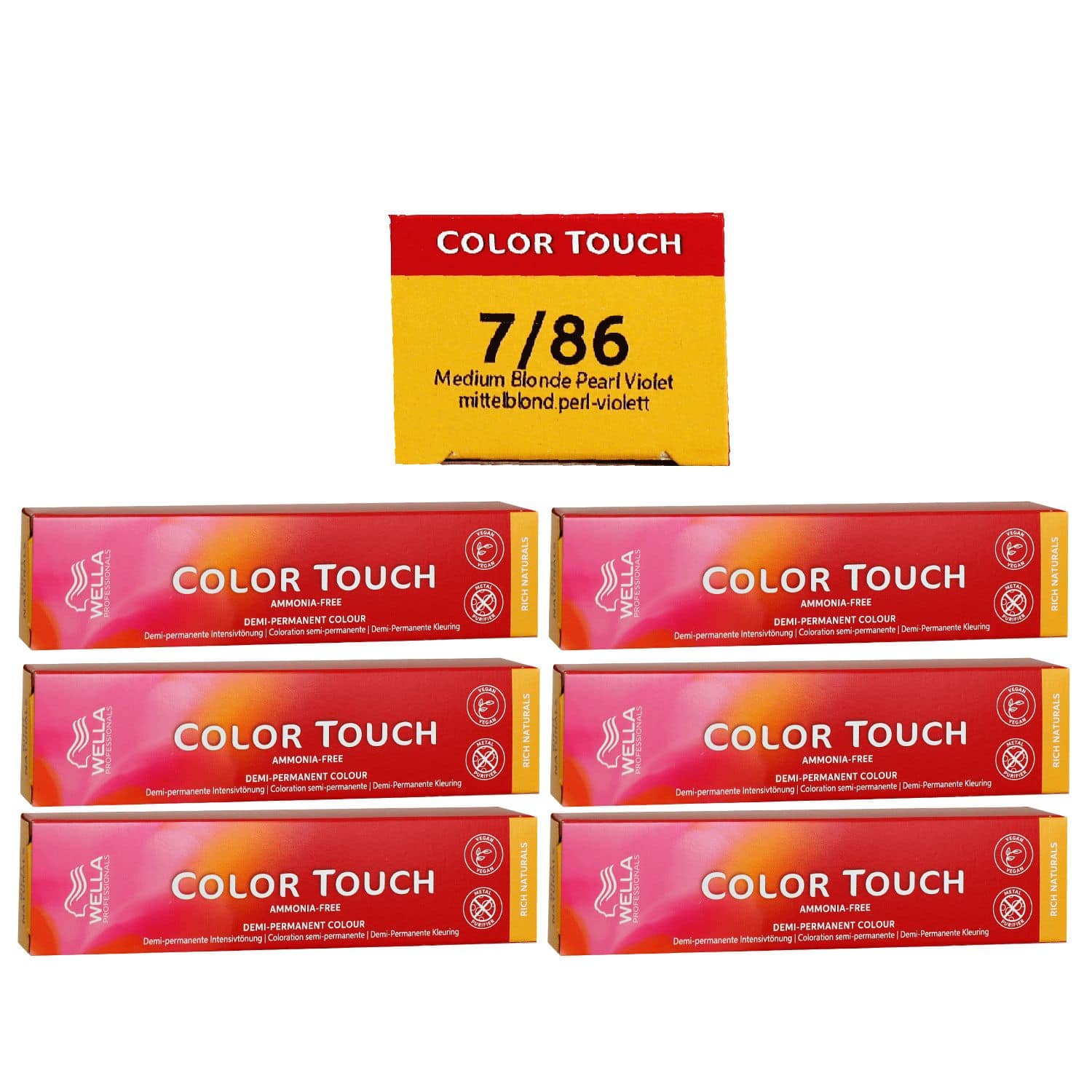 Wella Color Touch Rich Naturals 6 x 60 ml 7/86 mittelblond perl-violett ...