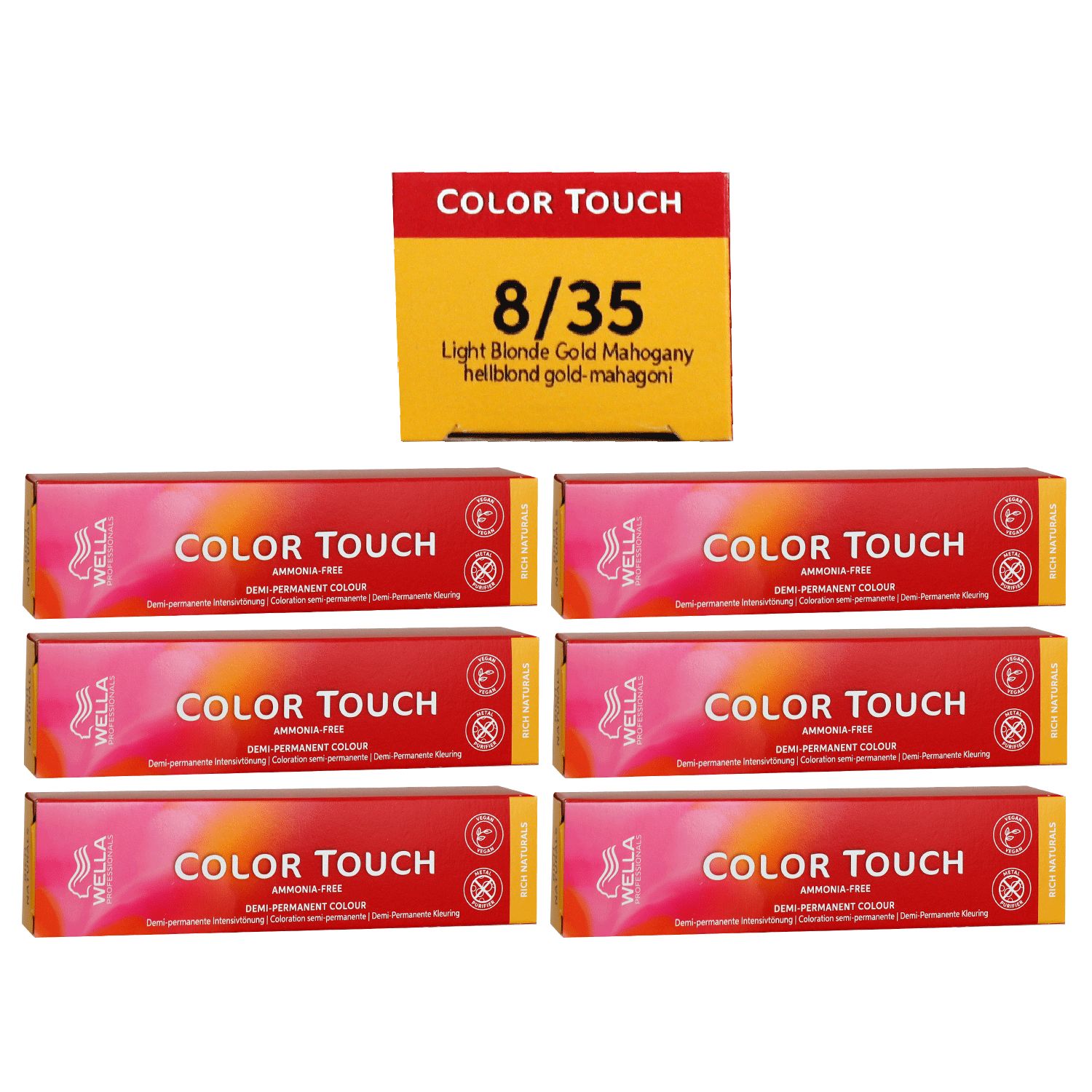 Wella Color Touch Rich Naturals 6 x 60 ml 8/35 helllblond gold-mahagoni Set --> Riemax | Parfüm ...