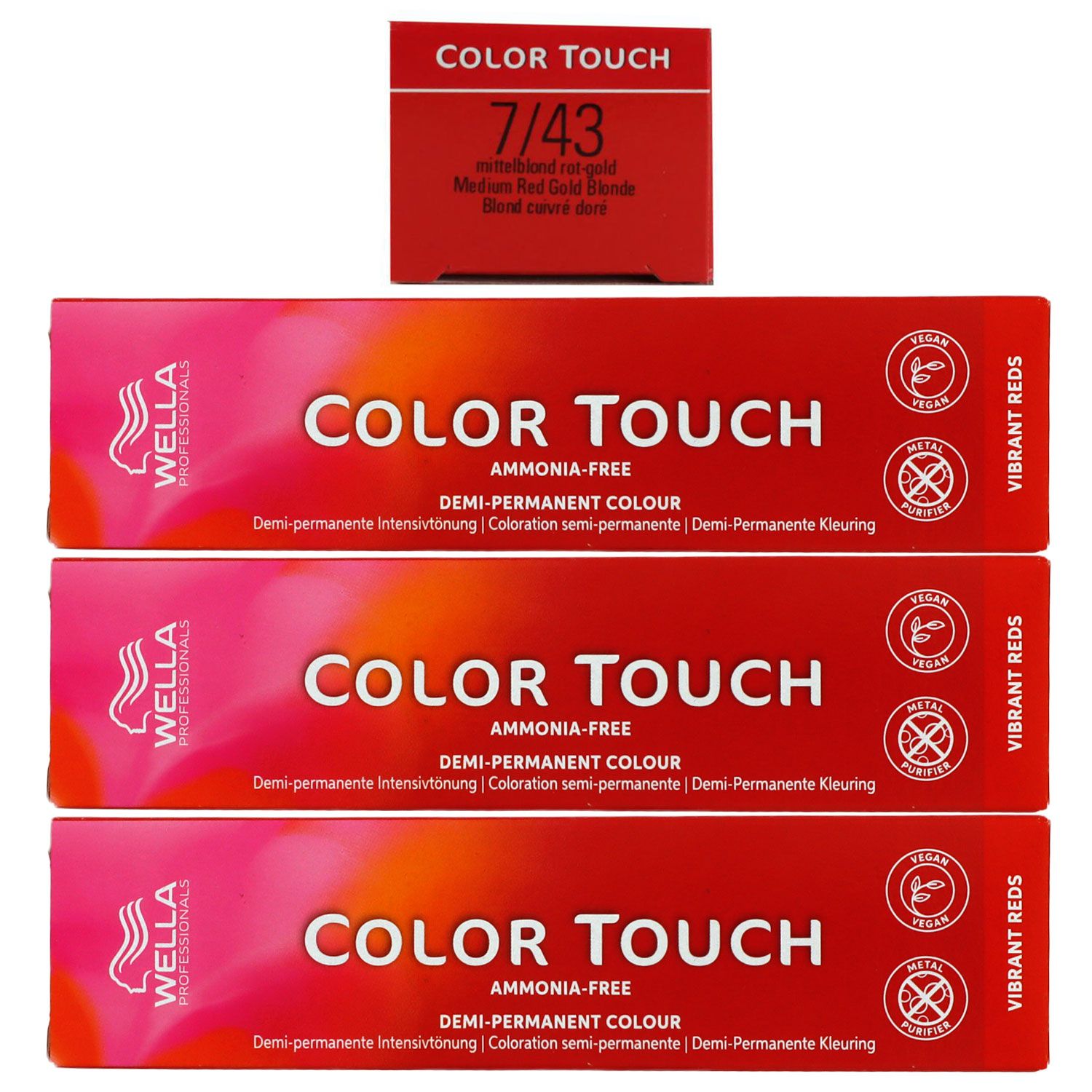 Wella Color Touch Vibrants Red 3 x 60 ml 7/43 bei Riema