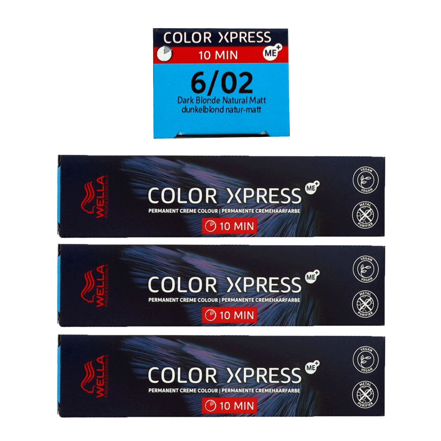 Wella Color Xpress 3 x 60 ml 6/02 dunkelblond natur matt Haarfarbe Set ...