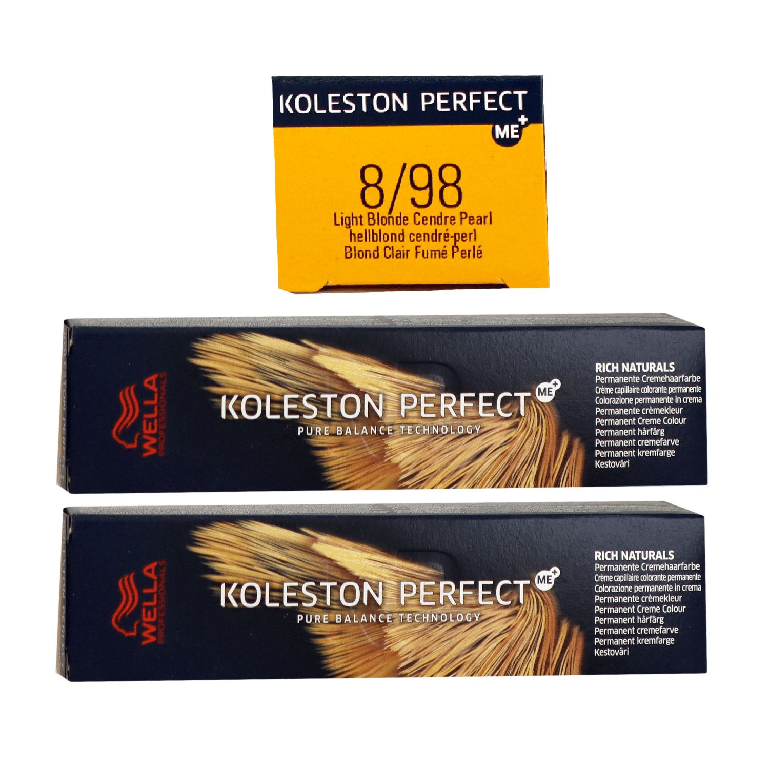 Wella Koleston Perfect ME Rich Naturals 2 x 60 ml 8/98 hellblond cendre ...