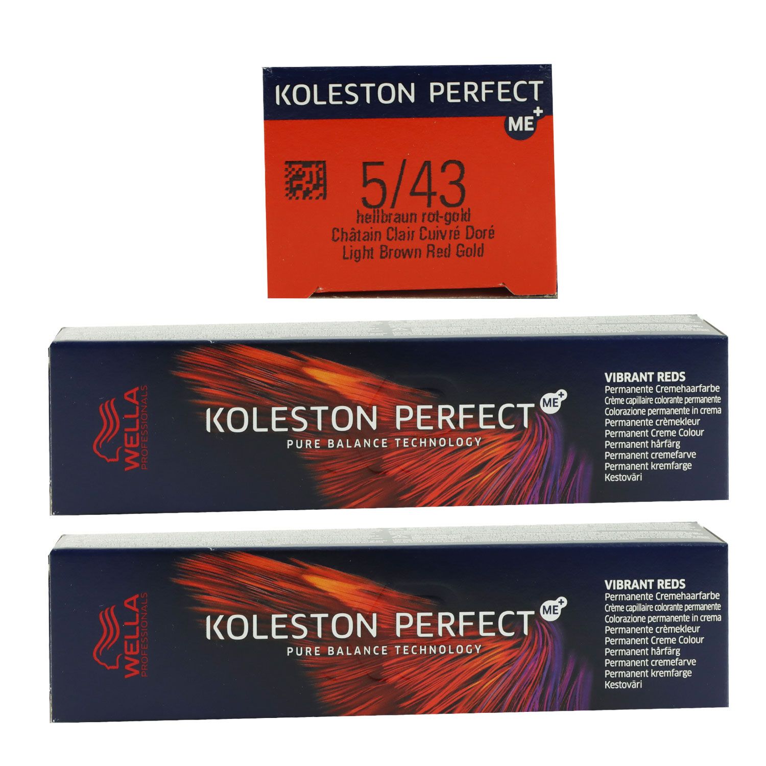 Wella Koleston Vibrant Reds 2 x 60 ml 5/43 hellbraun rot gold Set ...