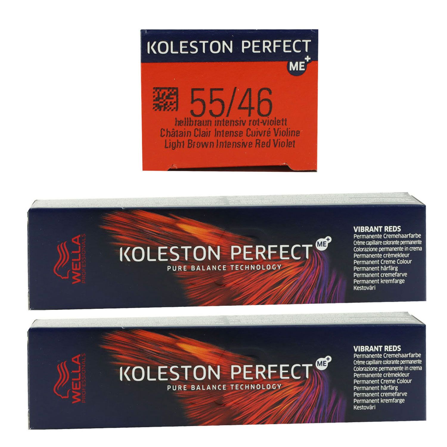 Wella Koleston Vibrant Reds 2 x 60 ml 55/46 hellbraun intensiv rot violett Set --> Riemax ...