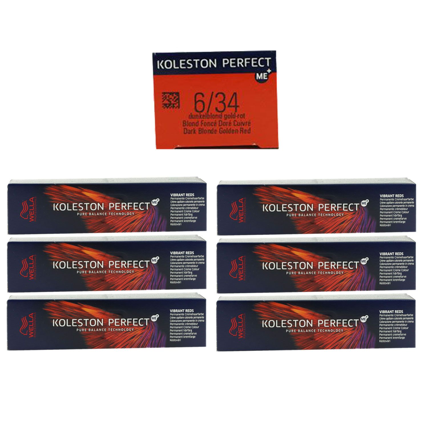 Wella Koleston Perfect ME Vibrant Reds 6 x 60 ml 6/34