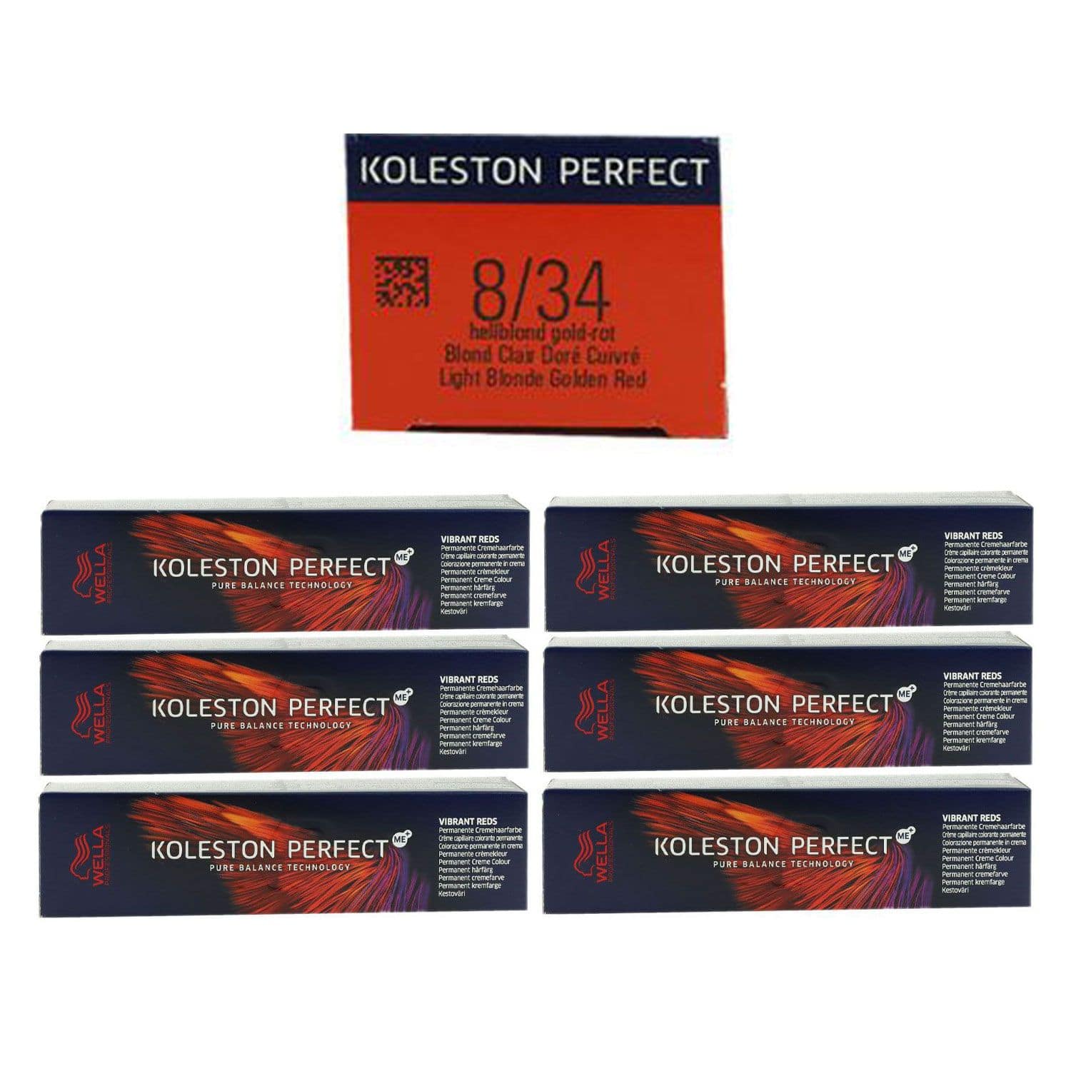 Wella Koleston Perfect ME Vibrant Reds 6 x 60 ml 8/34