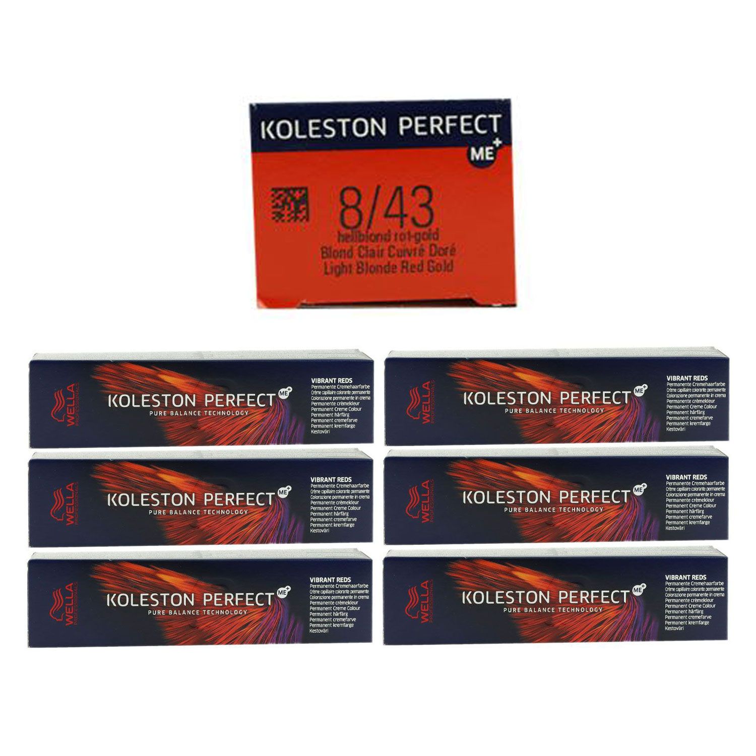 Wella Koleston Perfect ME Vibrant Reds 6 x 60 ml 8/43