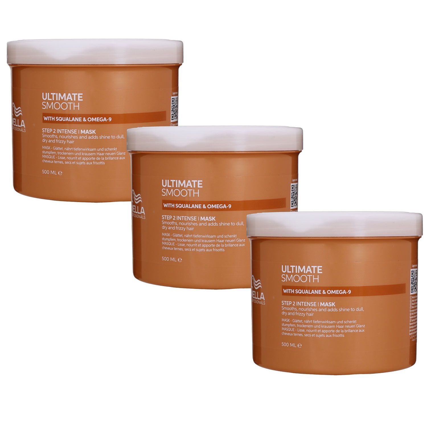 Wella Ultimate Smooth Mask 3 x 500 ml für trockenes Haar Step 2 Set ...
