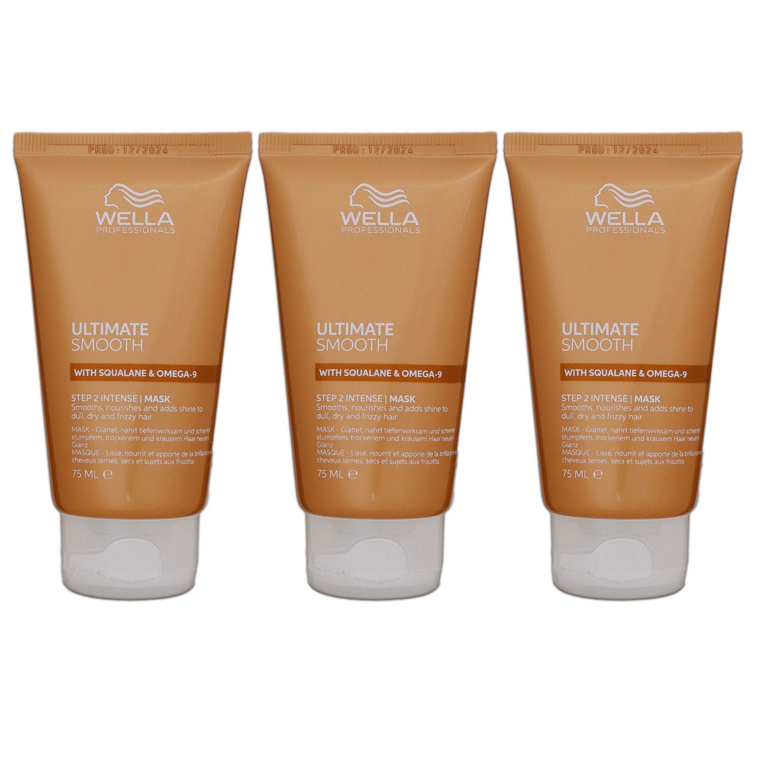 Wella Ultimate Smooth Mask 3 x 75 ml für trockenes Haar Step 2 Set ...